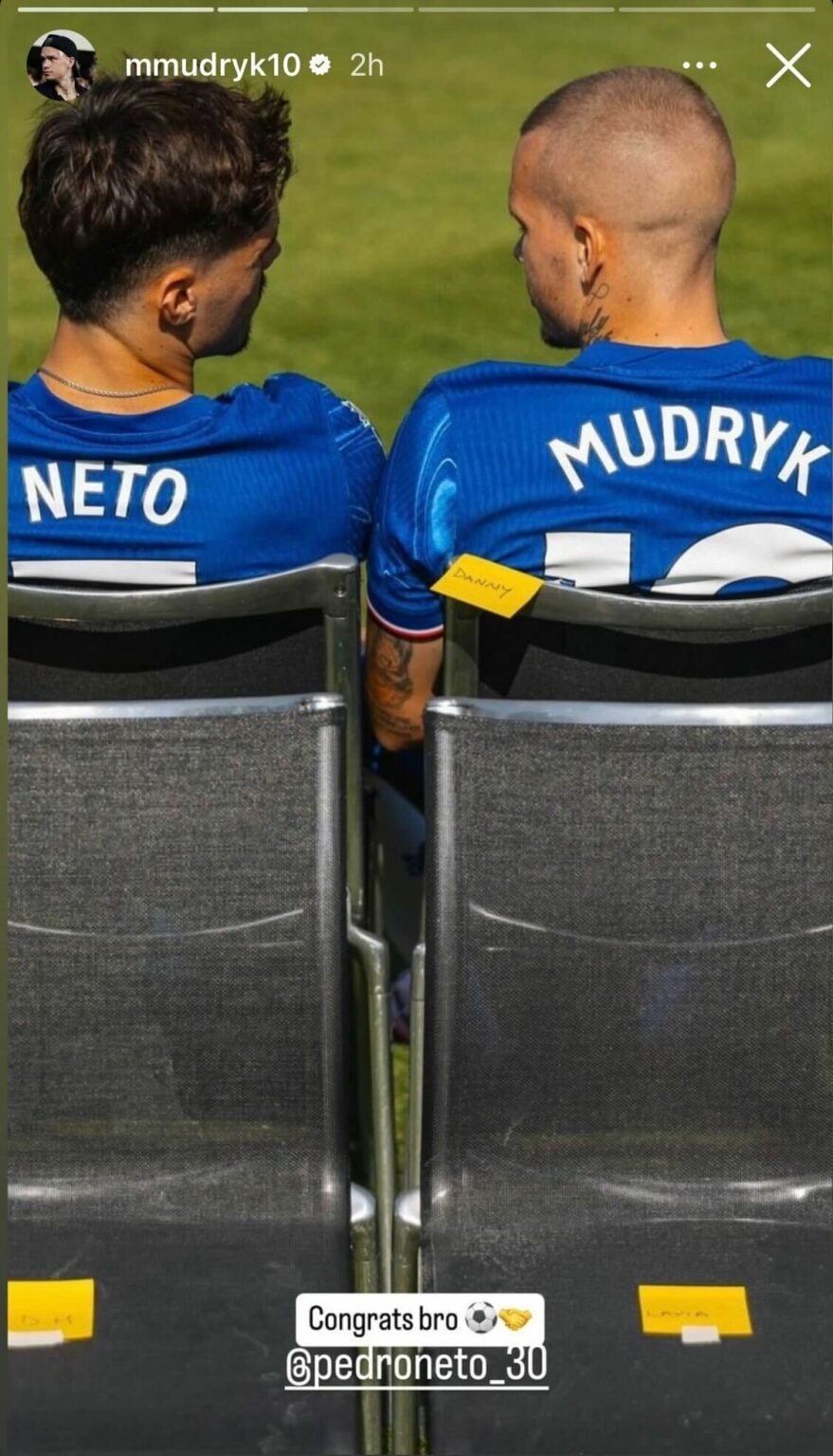 Mykhaylo Mudryk sends two-word message to Chelsea star Pedro Neto