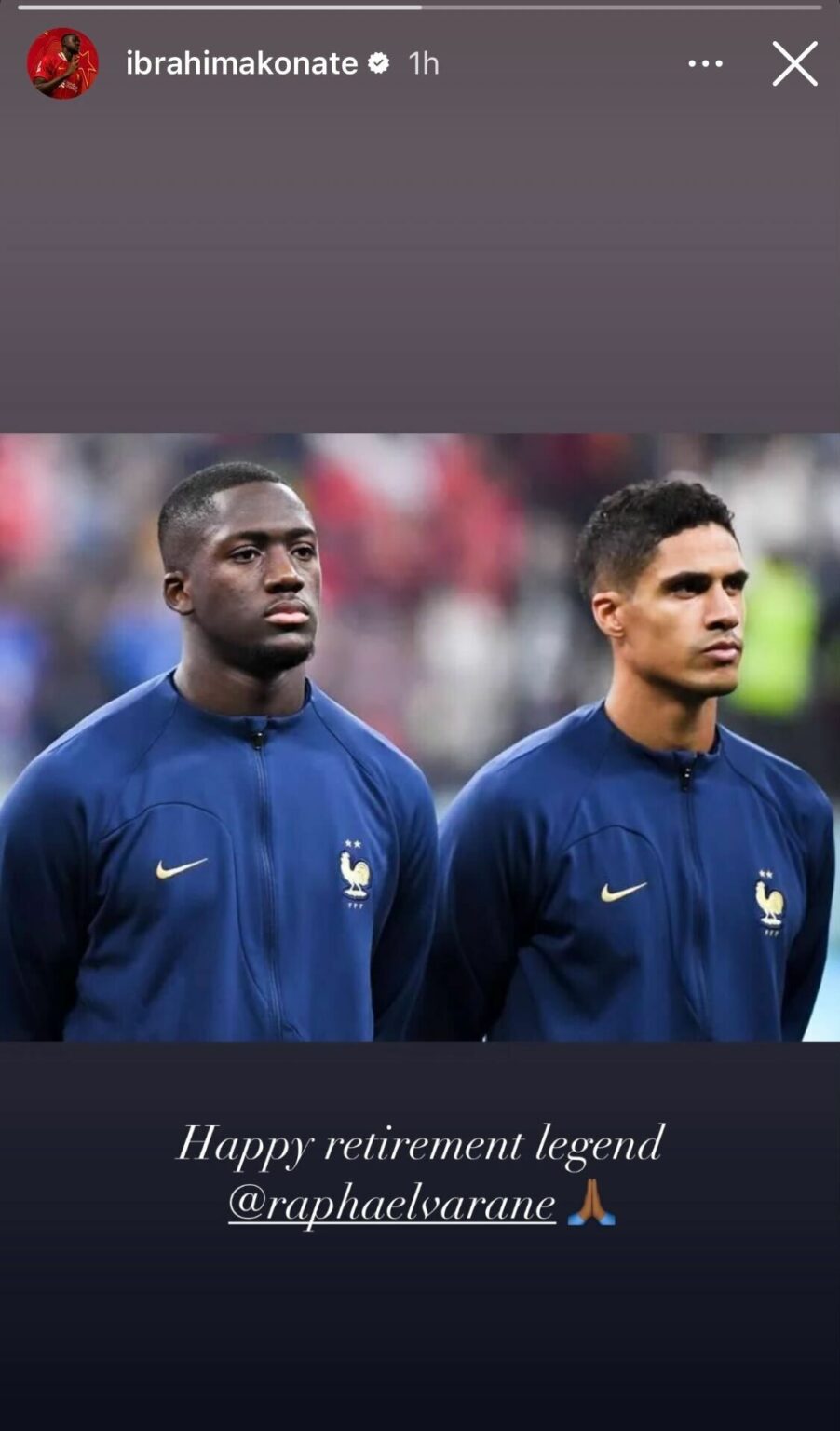 Liverpool star Ibrahima Konate sends message to Man United 'legend'