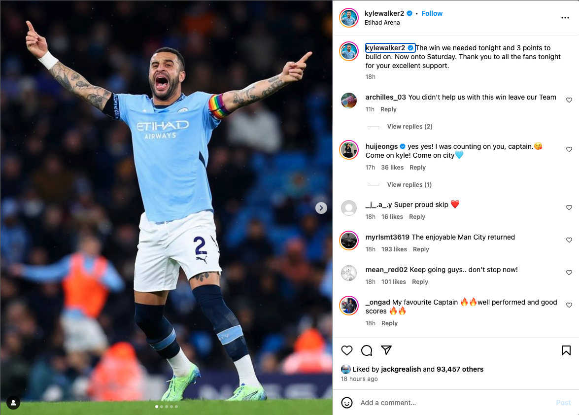 Kyle Walker posts new message to Man City fans