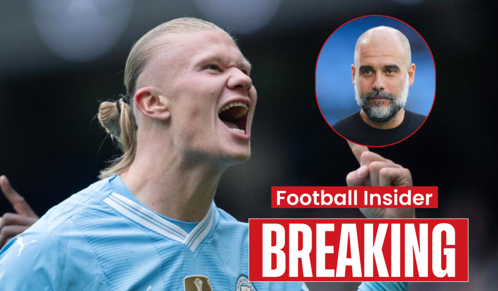 Erling Haaland reacts after stunning Man City announcement