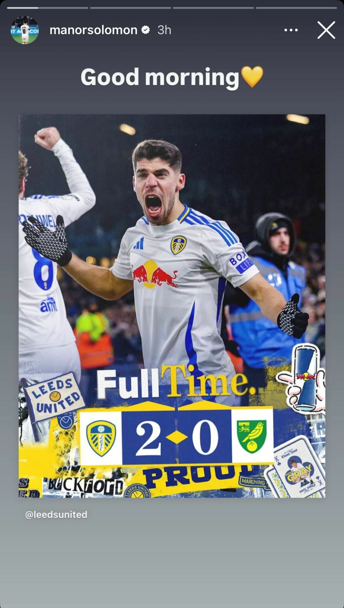 Manor Solomon sends two-word message to Leeds fans after key development