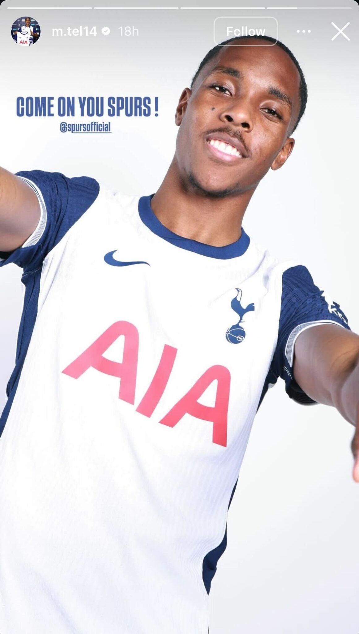 Mathys Tel sends four-word message to Tottenham fans after arrival