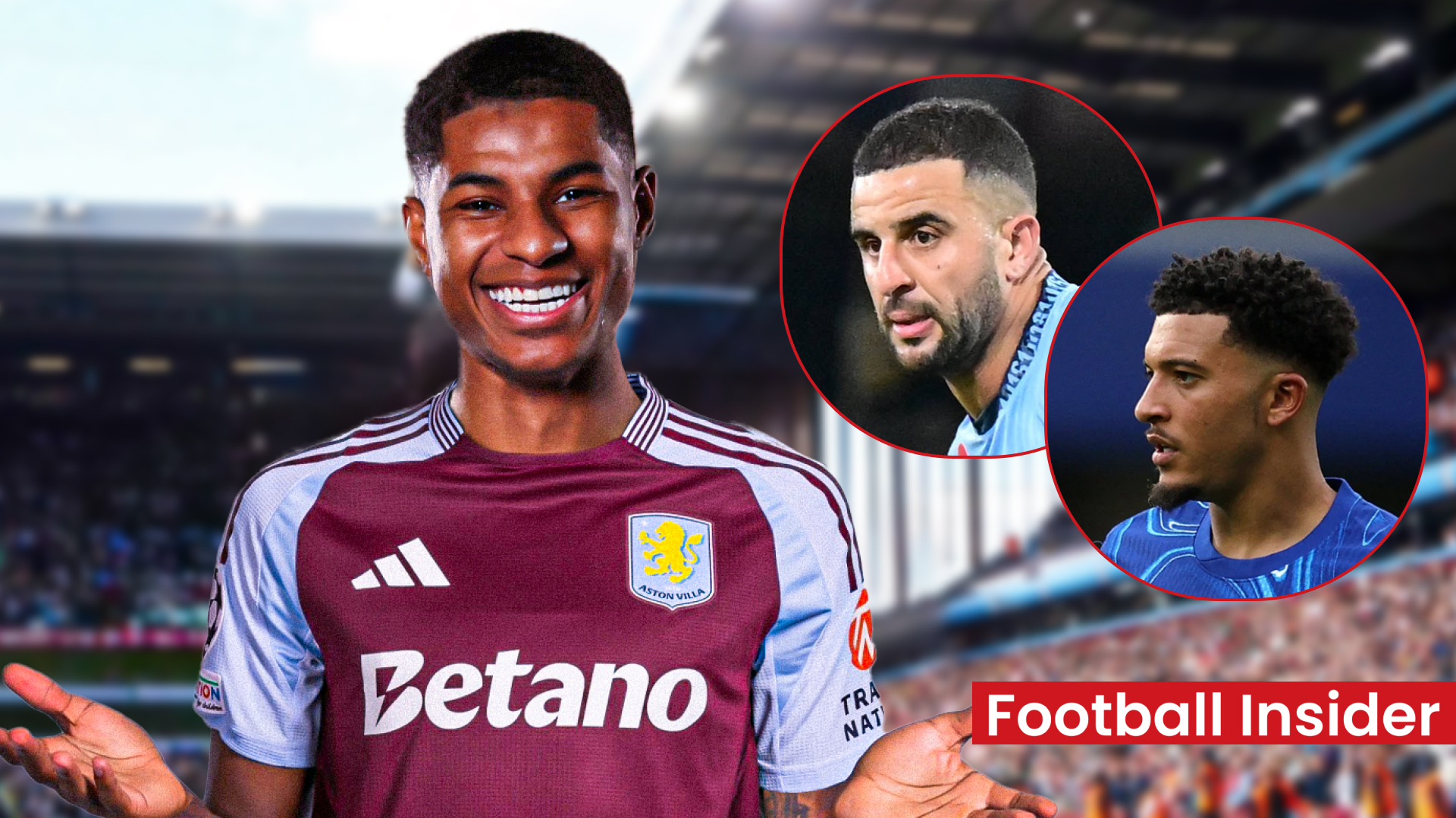 Kyle Walker and Jadon Sancho react to Marcus Rashford Aston Villa message
