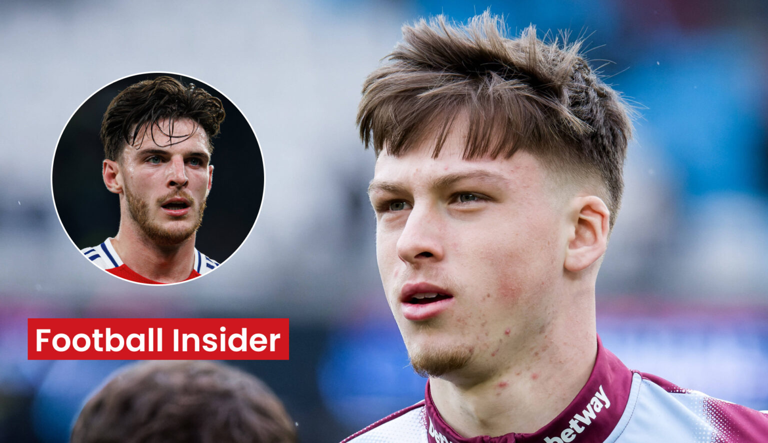 Arsenal star Declan Rice reacts as Ollie Scarles sends West Ham message
