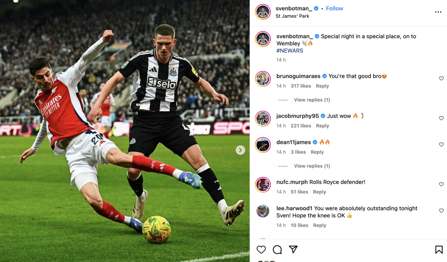 Bruno Guimaraes sends stunned message to Sven Botman after Newcastle victory