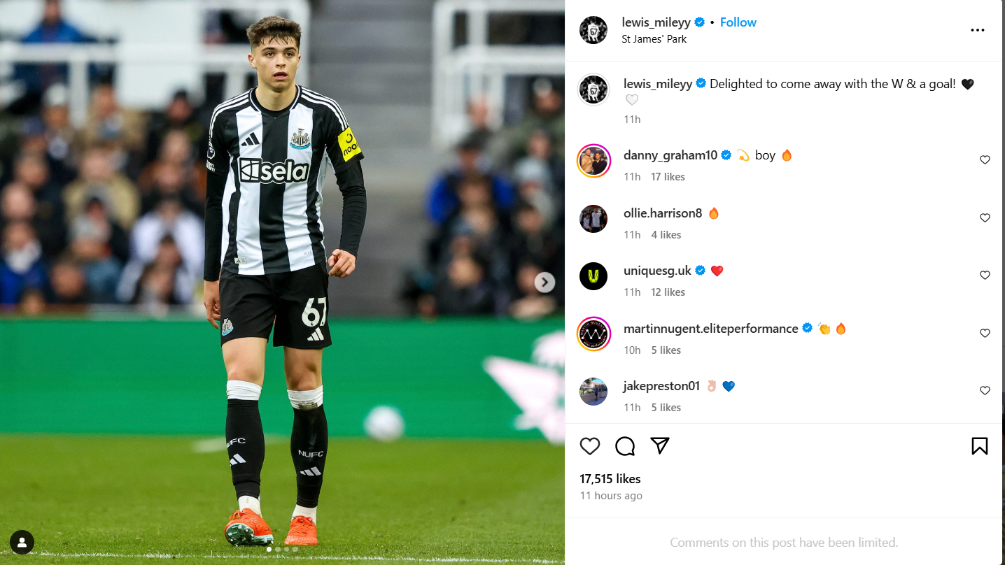 Lewis Miley sends Newcastle message as his full stats vs Forest emerge