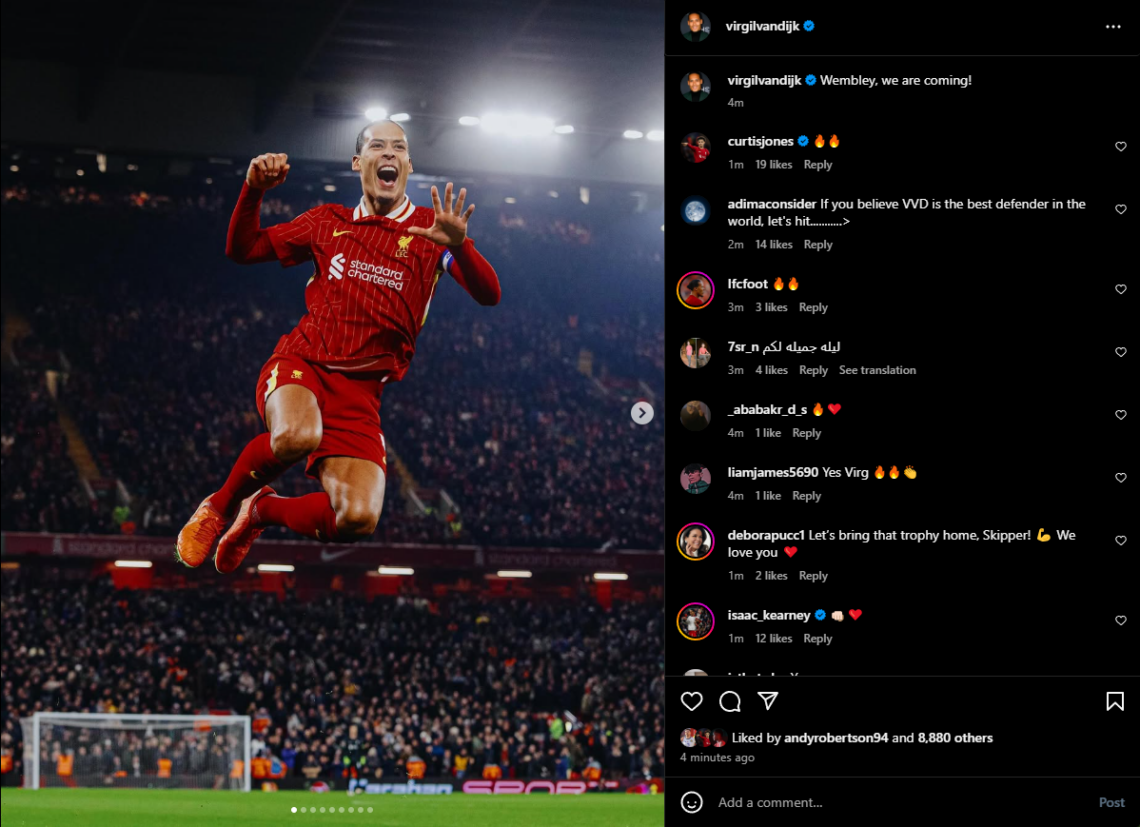 Andy Robertson reacts to Van Dijk's four-word message to Liverpool fans