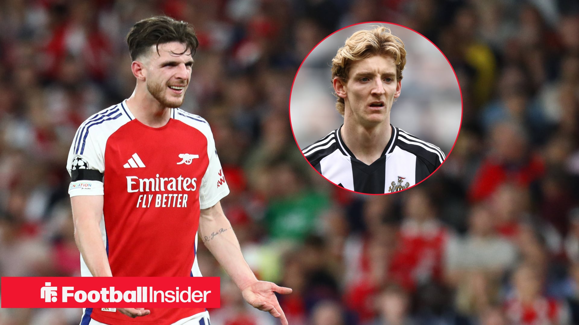 Declan Rice reacts to Anthony Gordon’s iconic Newcastle reveal