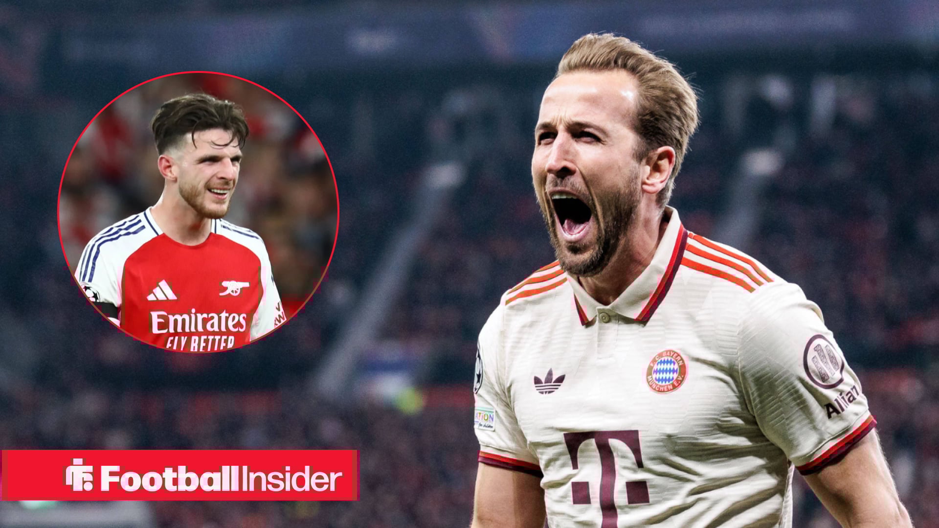 Arsenal star Declan Rice reacts to Harry Kane's Bayern Munich message