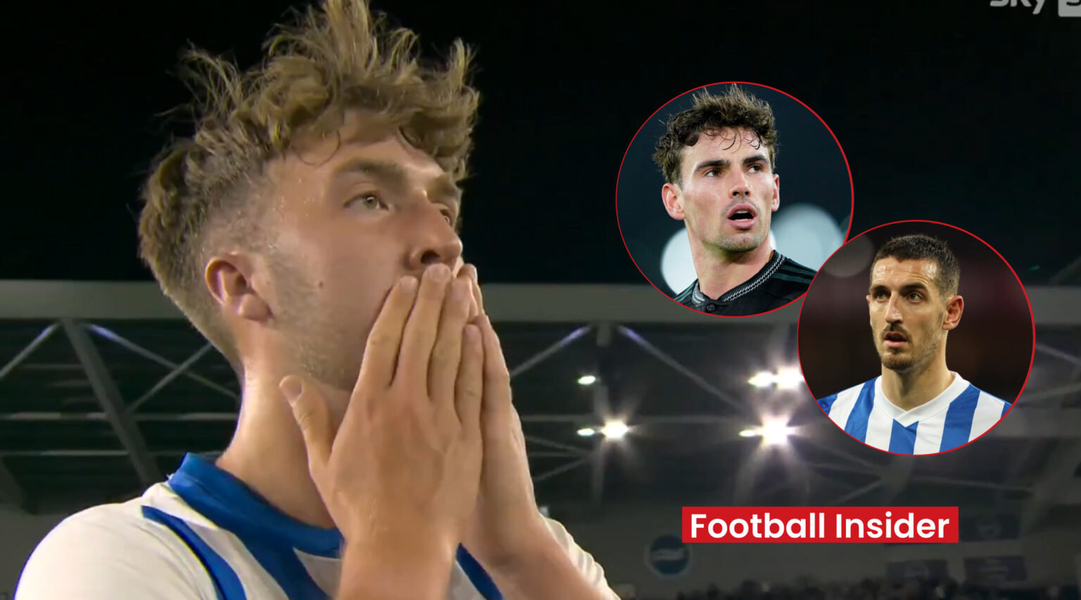 Matt O'Riley and Lewis Dunk react to Jack Hinshelwood after wild ...