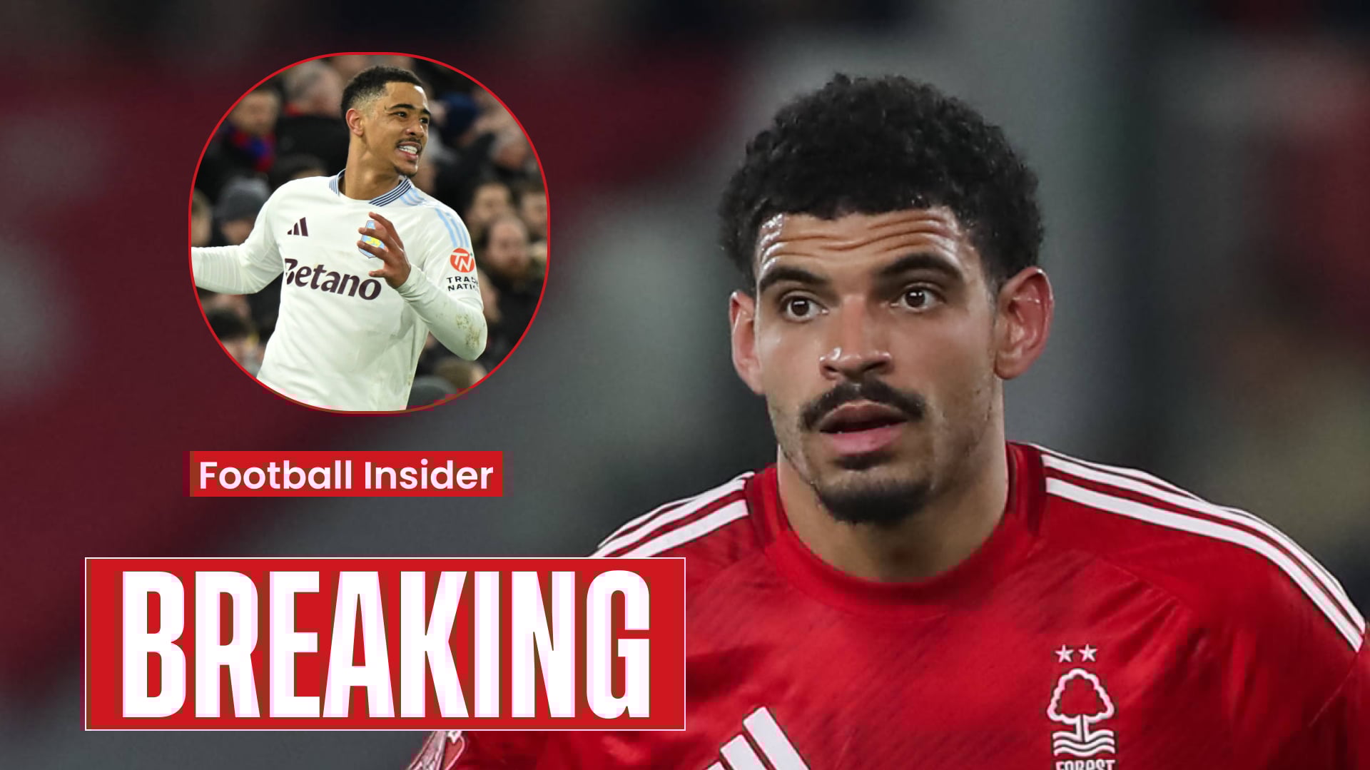 Jacob Ramsey reacts to Morgan Gibbs-White at Nottingham Forest amid Man ...