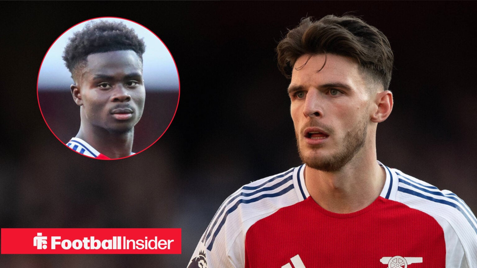 Bukayo Saka and Declan Rice react as another Arsenal exit confirmed