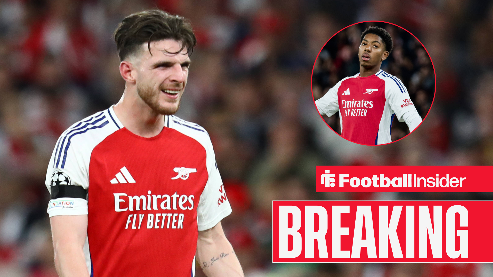 Declan Rice reacts to new Myles Lewis-Skelly contract update at Arsenal