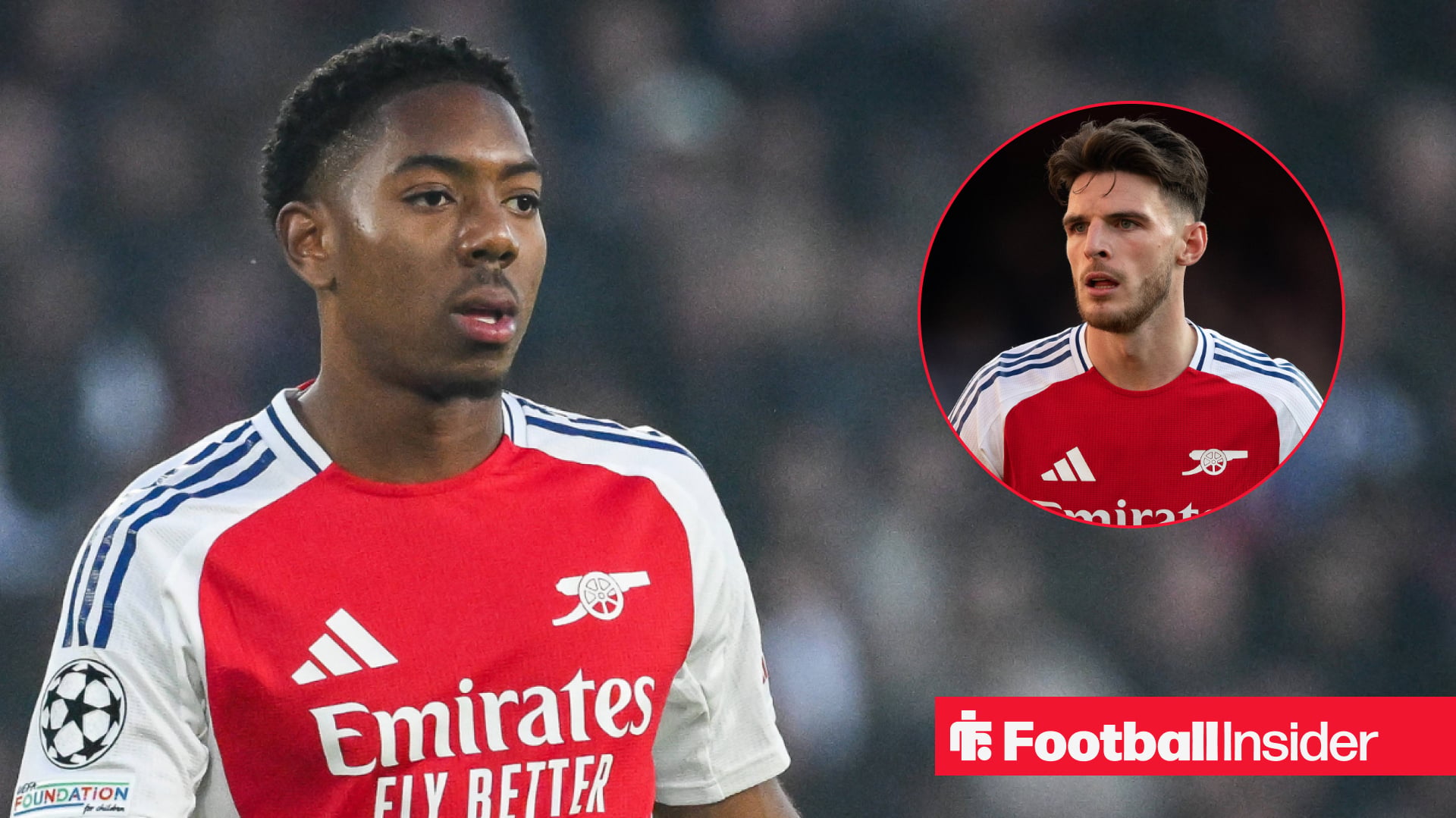 Declan Rice reacts to Myles Lewis-Skelly announcement at Arsenal