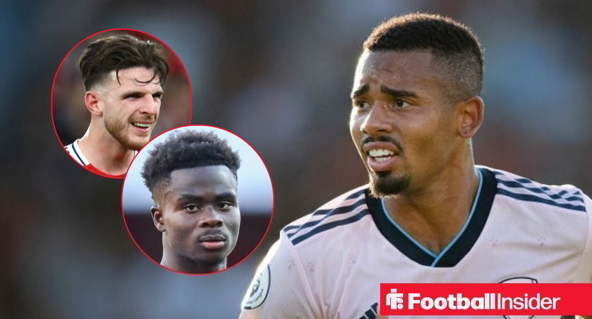 Arsenal's Declan Rice and Bukayo Saka react to Gabriel Jesus' 'one more ...