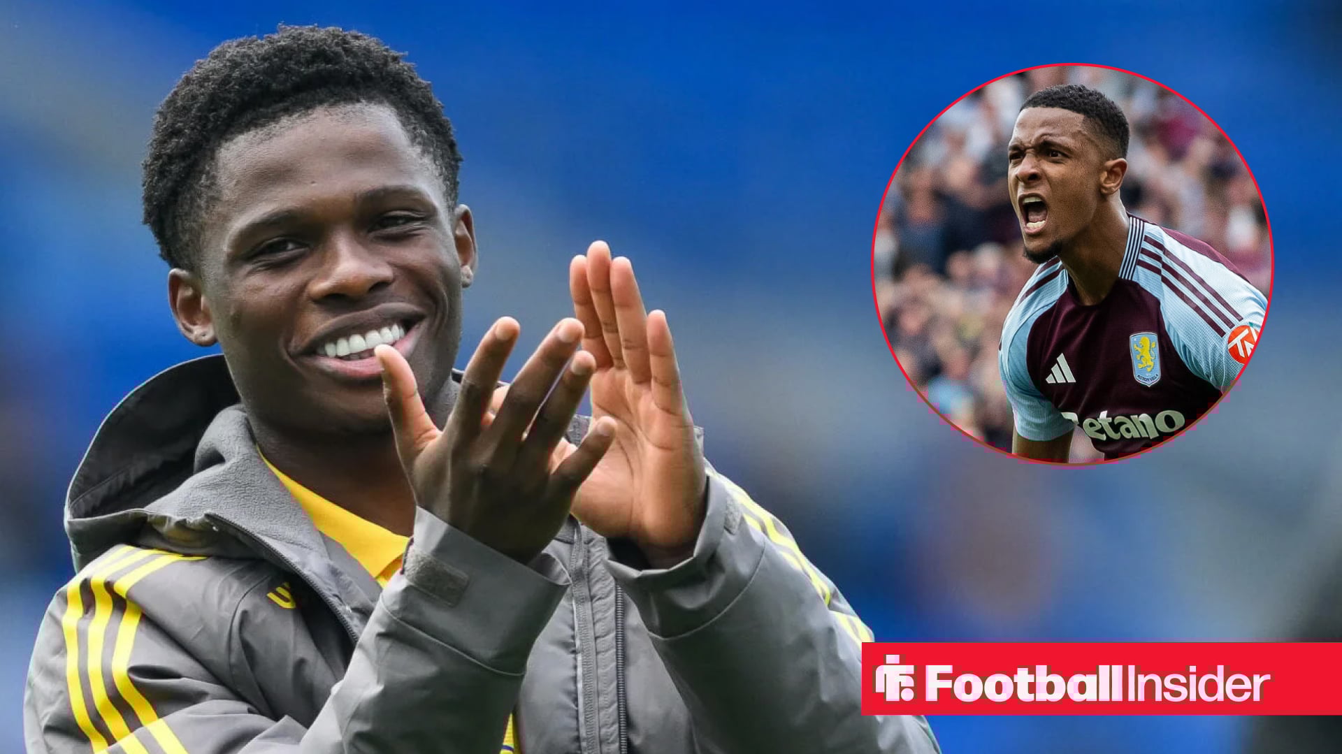 Aston Villa's Ezri Konsa reacts to Leeds United star Largie Ramazani