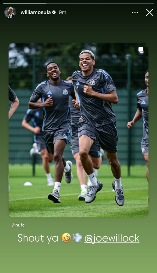 William Osula sends two-word message to Joe Willock amid Newcastle exit rumours